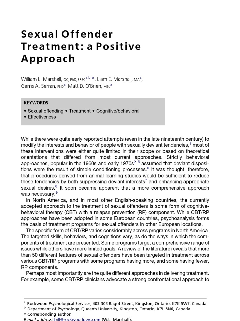 2008 Marshall Sexual Offender Treatment A Positive Approach | PDF ...