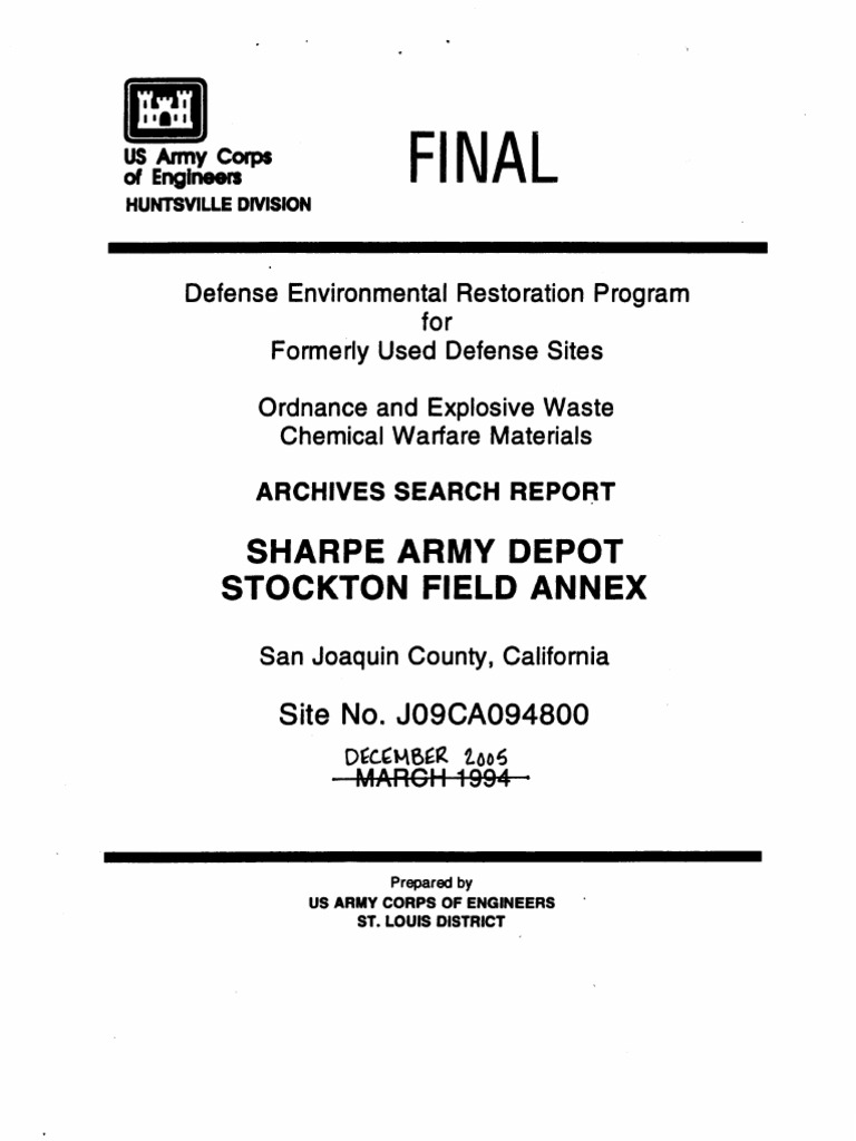Sharpe Army Depot History | PDF | Superfund | Central Valley (California)