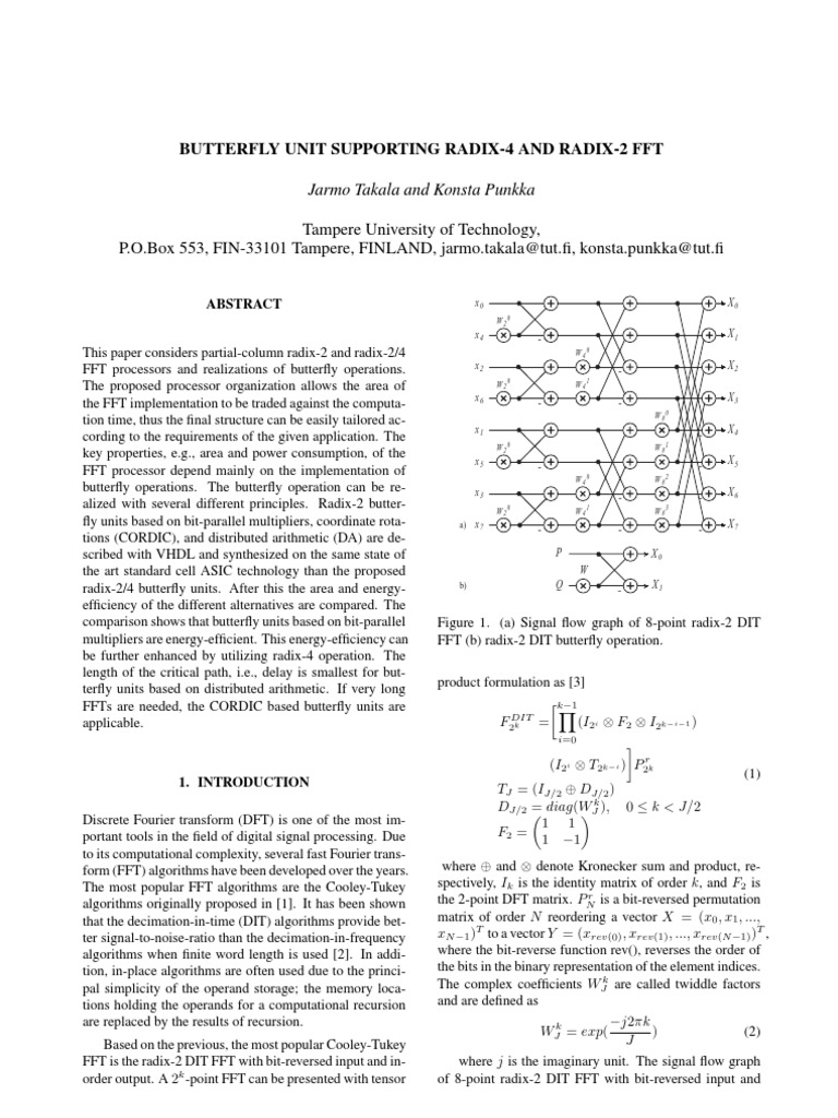 Butterfly Unit Supporting Radix-4 and Radix-2 FFT | PDF | Fast Fourier Transform | Mathematical ...