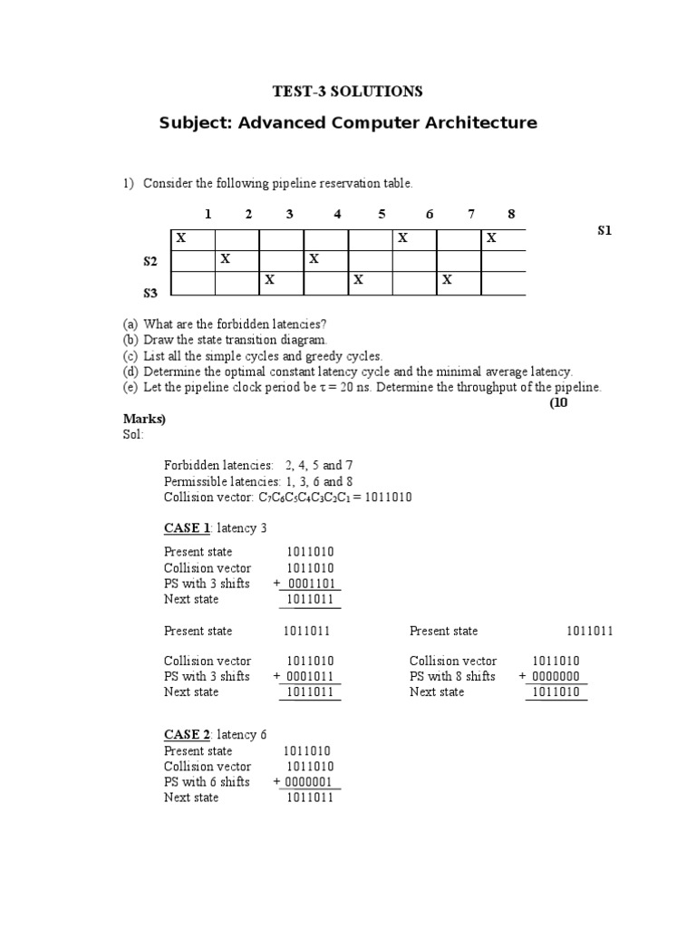 Latancy Solution-Pipeline Reservation Table | PDF | Central Processing ...