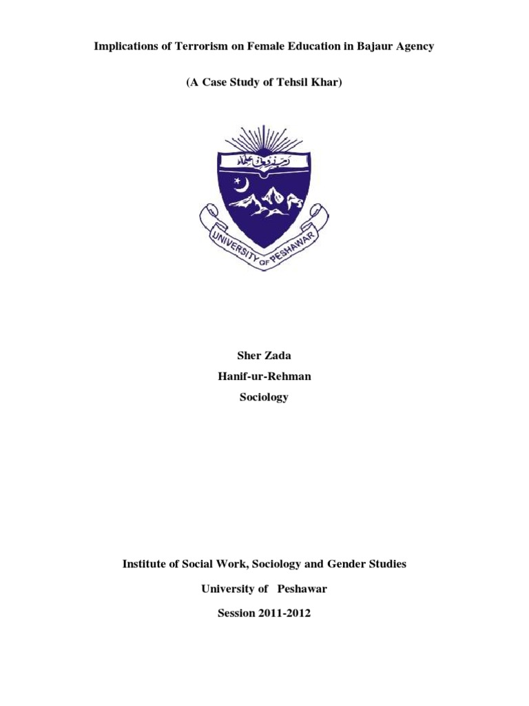 Sher Zada Research Study | PDF | Federally Administered Tribal Areas | Sample Size Determination