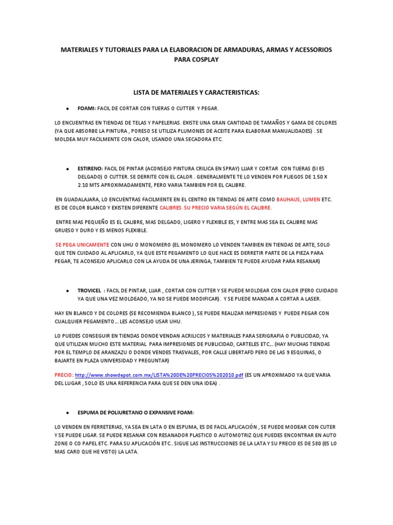 Materiales y Tutoriales para La Elaboracion de Armaduras | PDF