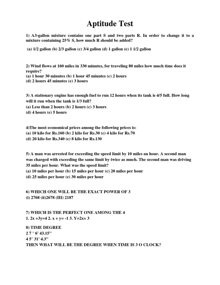 Aptitude Test Questions and Solutions | PDF | Teaching Methods ...