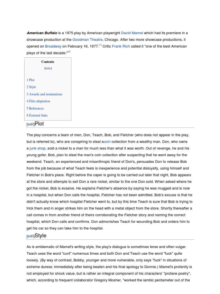 American Buffalo | PDF