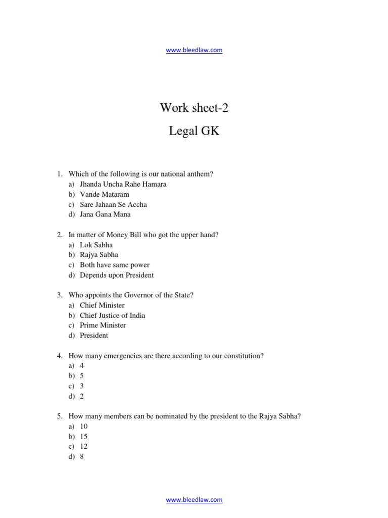 Legal GK 2 | PDF | Supreme Court Of India | Constitutional Law