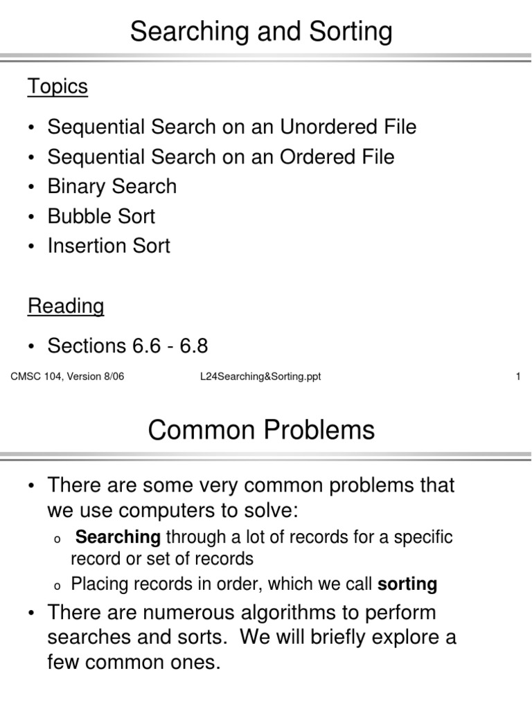 Searching and Sorting | PDF | Theoretical Computer Science | Applied Mathematics