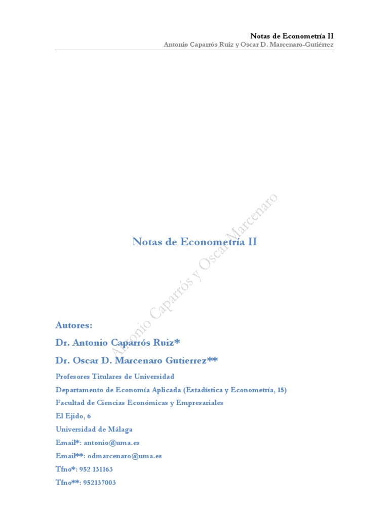 Econometria II | PDF | Econometría | Series de tiempo