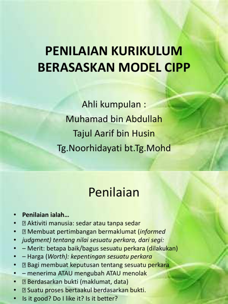 Penilaian Kurikulum Berasaskan Model Cipp | PDF | Karier & Perkembangan