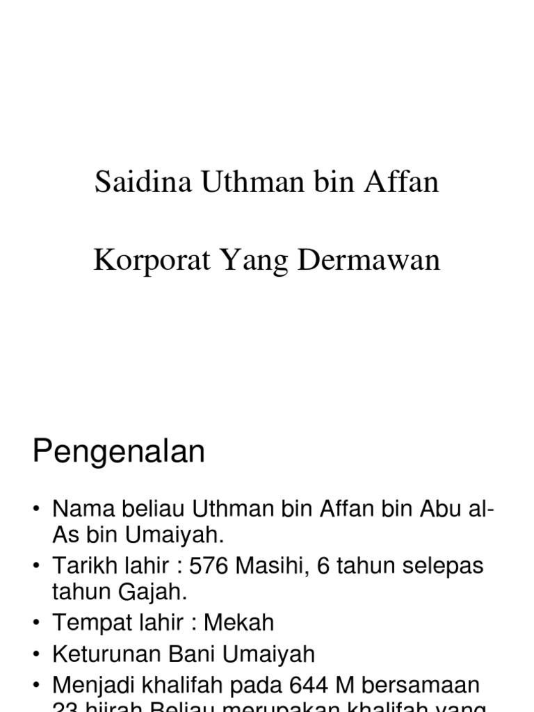 Saidina Uthman Bin Affan | PDF