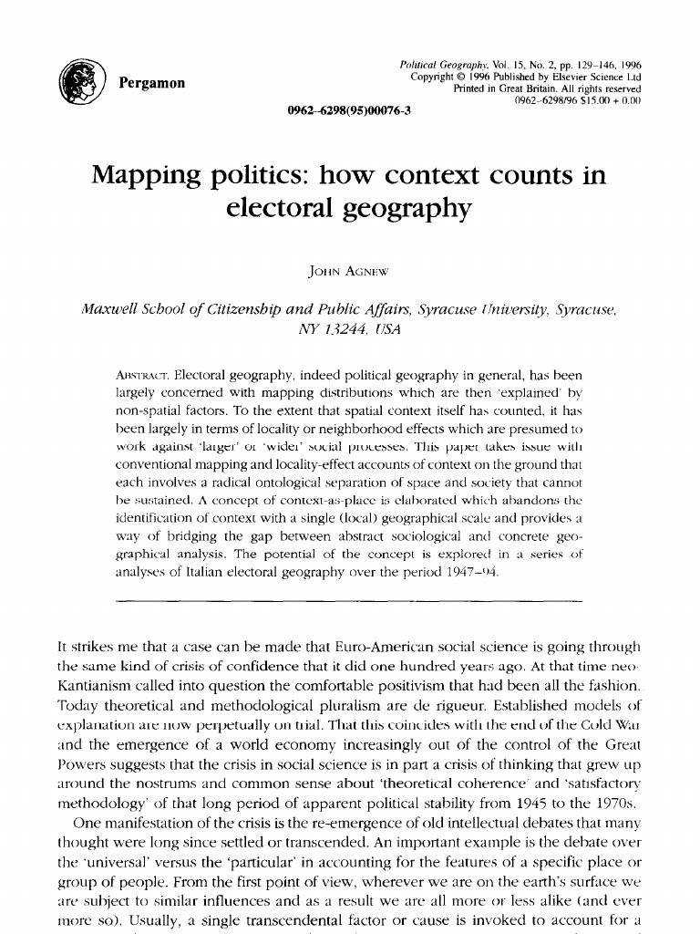 Mapping Politics: How Context Counts in Electoral Geography | PDF ...