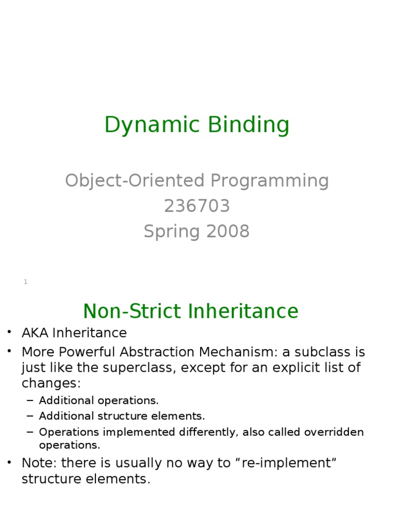Dynamic Binding In Java Pdf Inheritance Object Oriented Programming Method Computer 8430