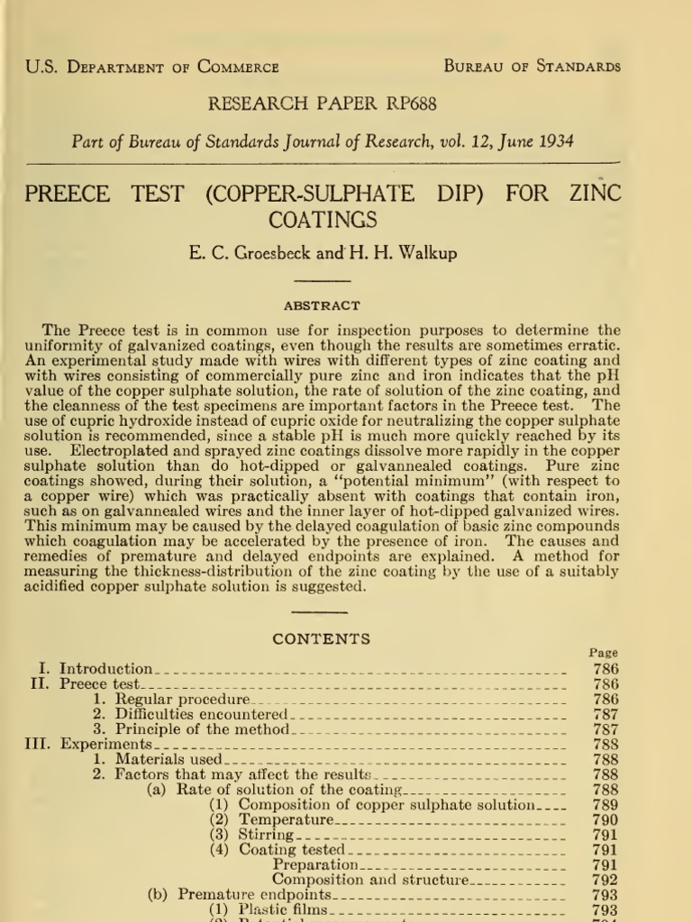 Preece Test | PDF | Galvanization | Ph