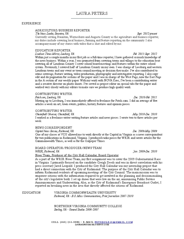 Laura Peters Resume PDF | PDF | Virginia | Richmond
