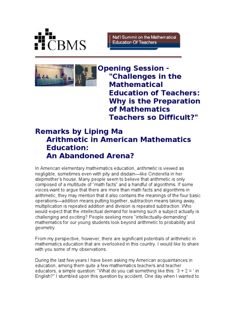 Arithmetic In American Mathematics Education Pdf Arithmetic