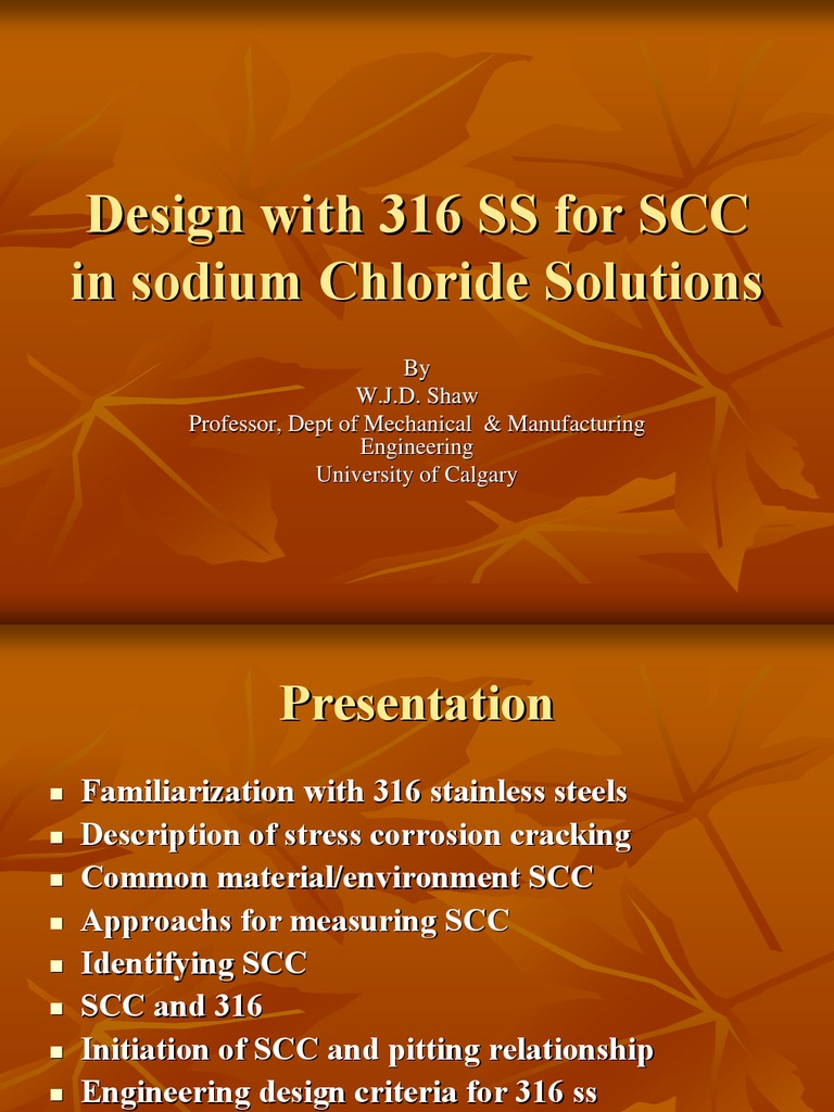Design With 316 SS For SCC in Sodium Chloride Solutions | PDF ...