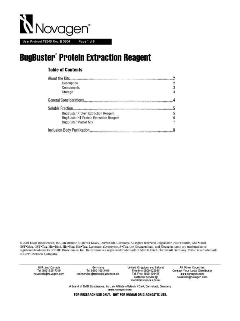 Bugbuster Protein Extraction Reagent | PDF | Protein Purification ...