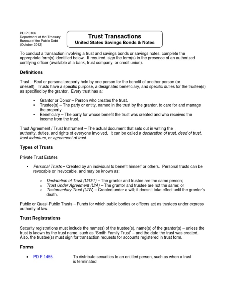 Treasury Trust Packet | PDF | Trust Law | Legal Documents