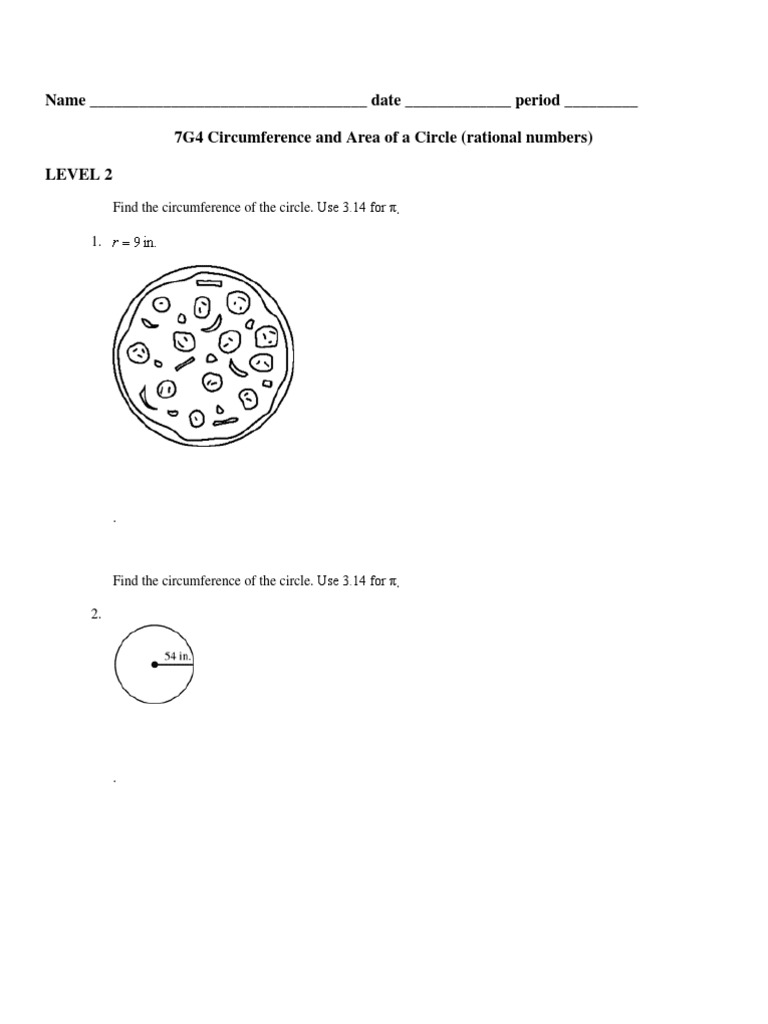7G4 Circumference and Area | PDF | Area | Circle