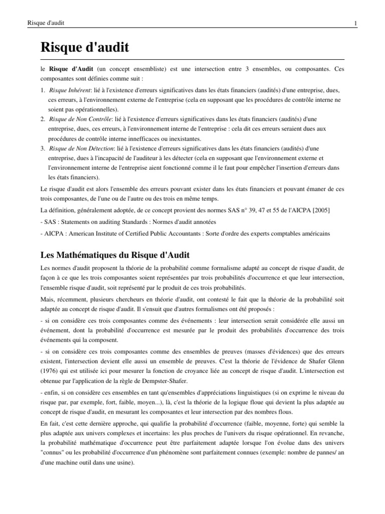 Risque D'audit | PDF | Risque | Comptabilité