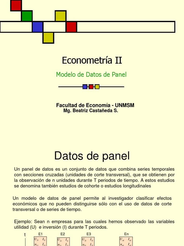 Datos de Panel | Modelo de efectos fijos | Teoría de la estimación