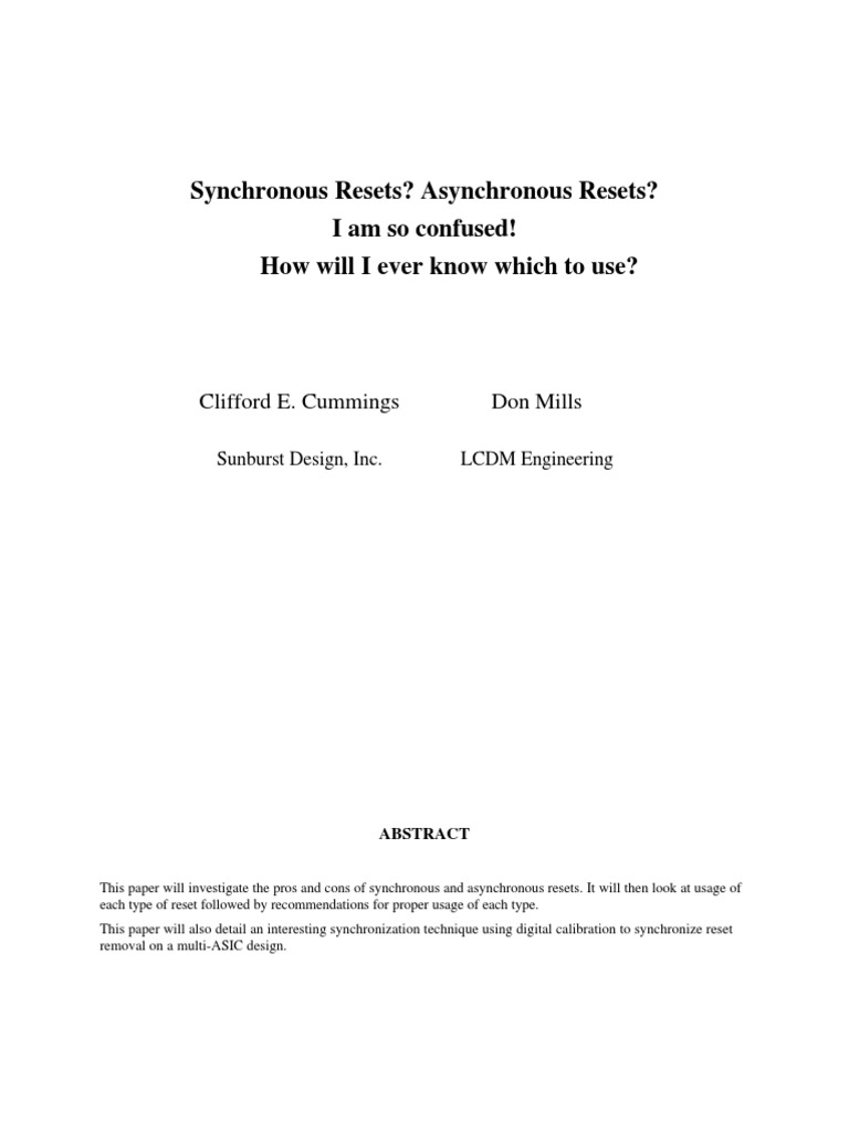 ASynchronous Resets | PDF | Computers | Technology & Engineering