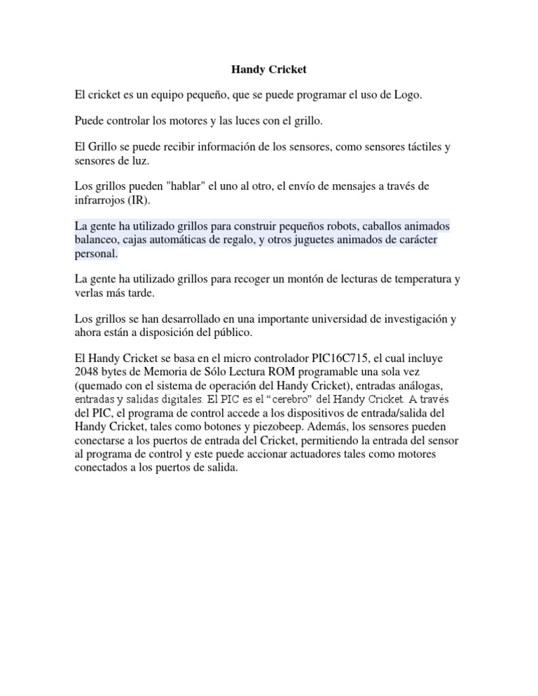 Introducción al Handy Cricket y su Uso | PDF