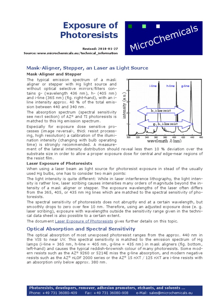 Exposure Photoresist | PDF | Photolithography | Exposure (Photography)
