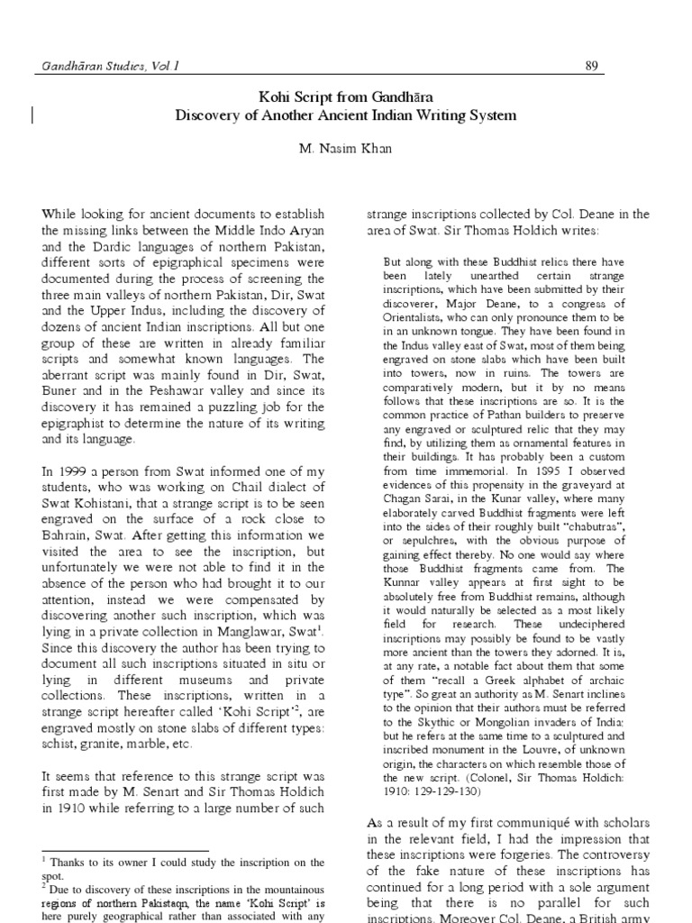 Kohi Script From Gandhara by Nasim Khan, M | PDF | Notation | Linguistics