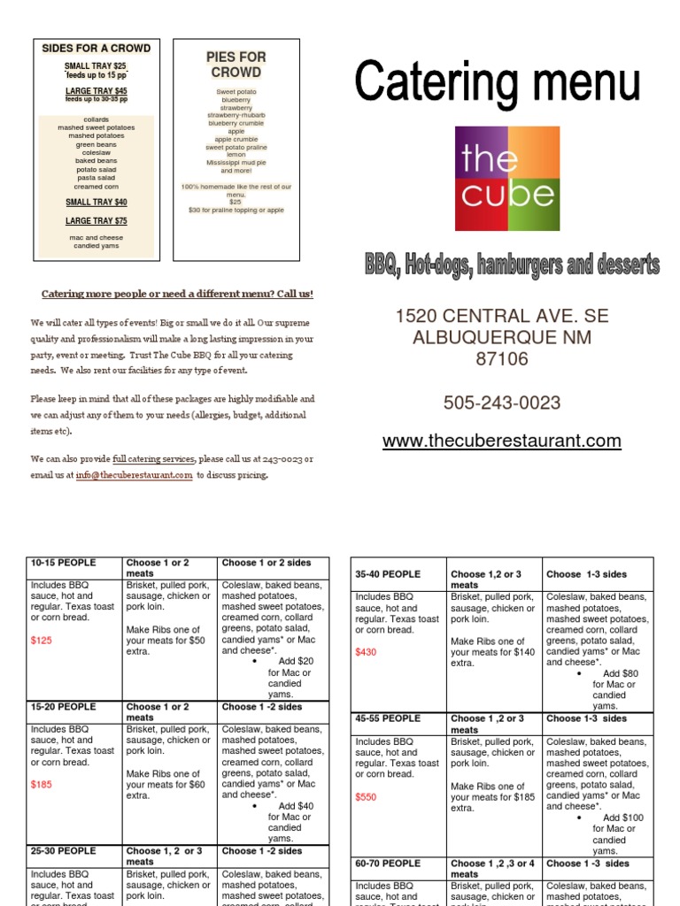 Catering Menu | PDF | Sweet Potato | Barbecue