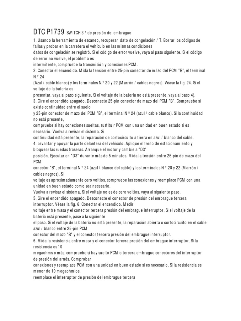 Diagnóstico DTC P1739 y P0730 | PDF | Vehículos | Ingeniería mecánica