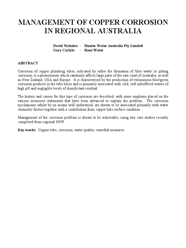 Managing Copper Corrosion in Australia | PDF | Corrosion | Copper