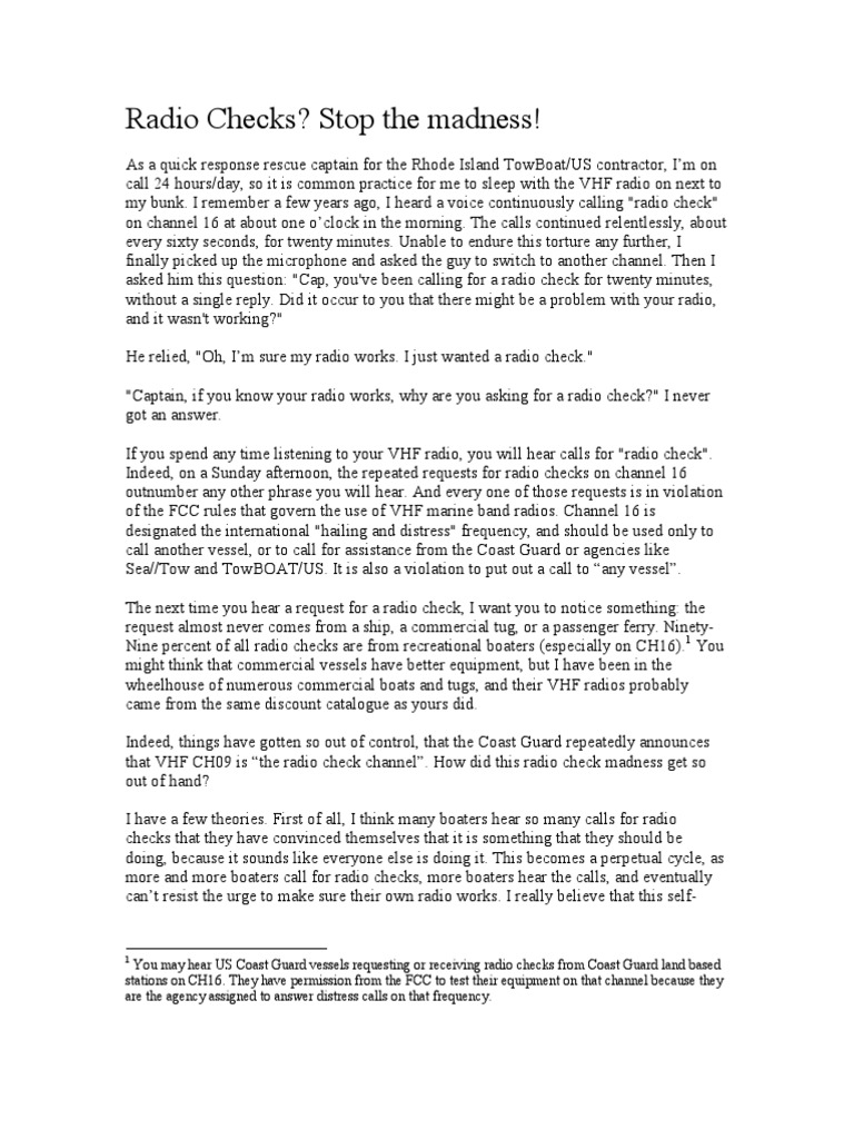 Radio Checks | Radio | Telecommunications | Free 30-day Trial | Scribd