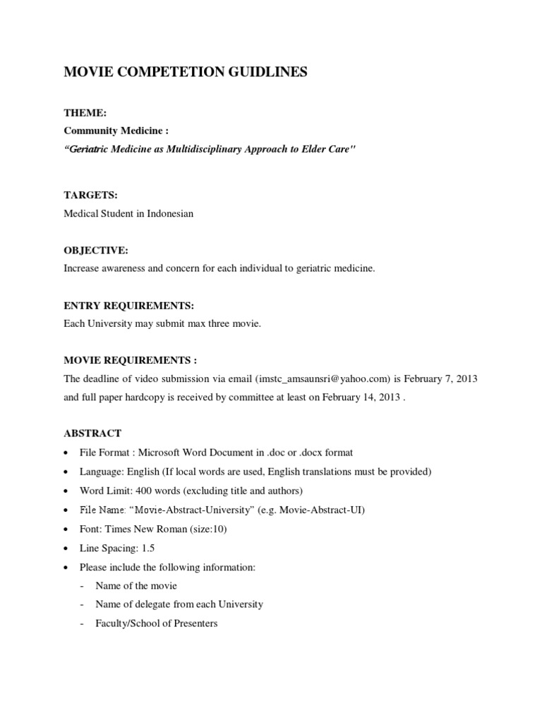 Movie Competition GUIDELINES | PDF | Communication | Computing