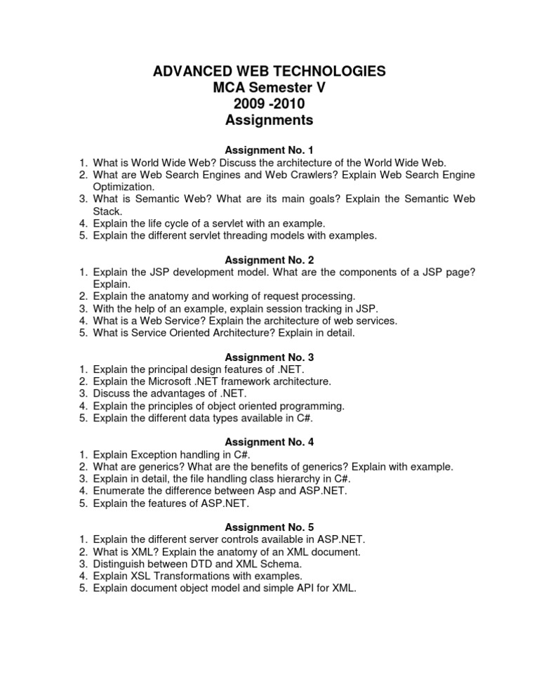 Advanced Web Technologies Assignments | PDF