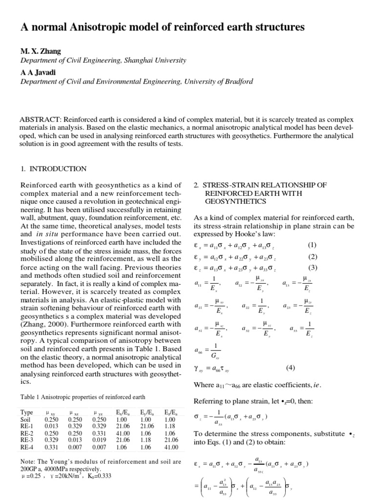 A Normal Anisotropic Model of Reinforced Earth Structures | PDF ...