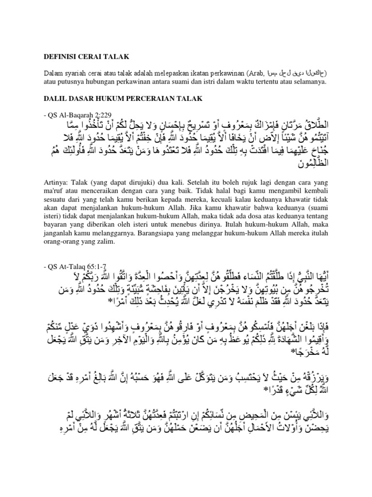 Definisi dan Hukum Cerai Talak dalam Islam | PDF | Agama & Spiritualitas