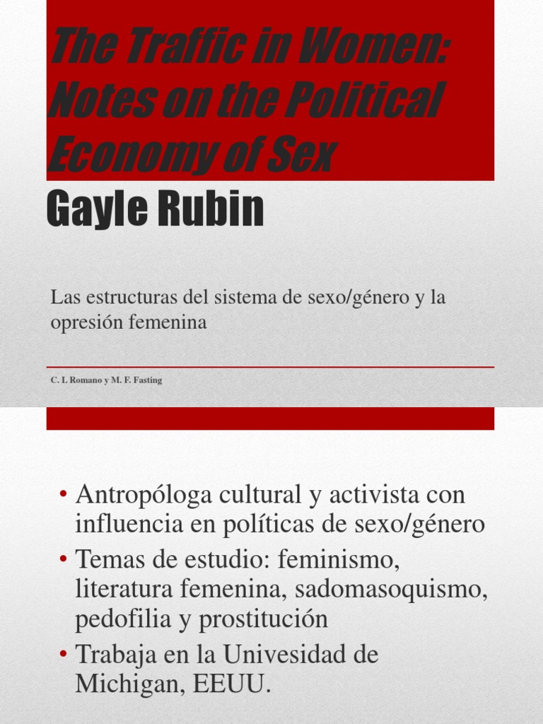 The Traffic in Women. Gayle Rubin | PDF | Mujer | Género