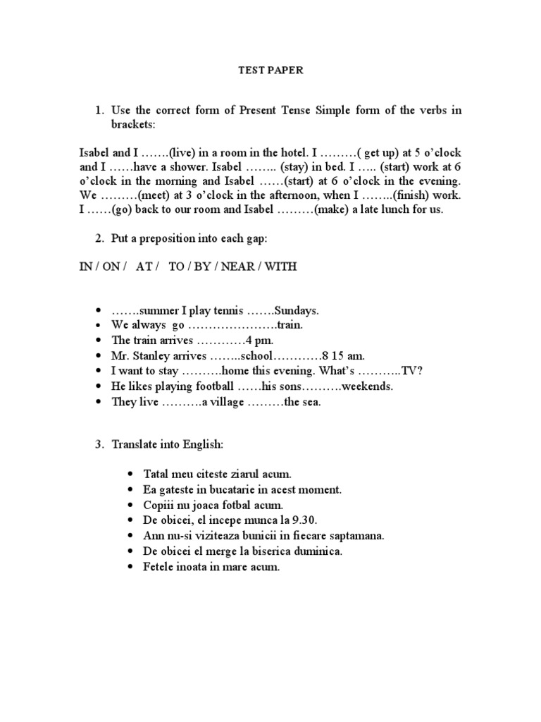 English Test Paper | PDF | Rules | Onomastics