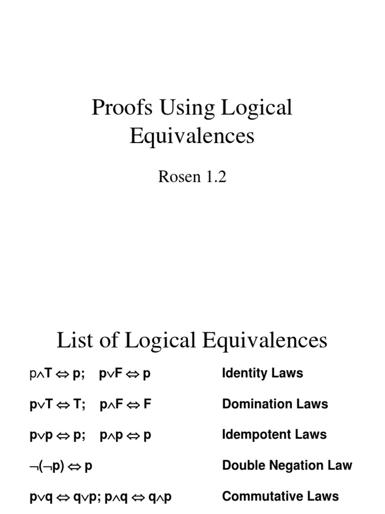 Logical Equivalences Note | PDF | Metalogic | Mathematical Logic