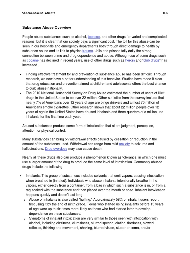 Substance Abuse Overview | PDF | Substance Abuse | Alcoholism