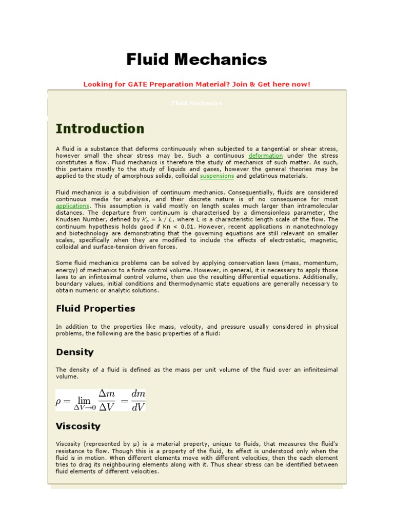 Fluid Mechanics | PDF | Fluid Dynamics | Reynolds Number