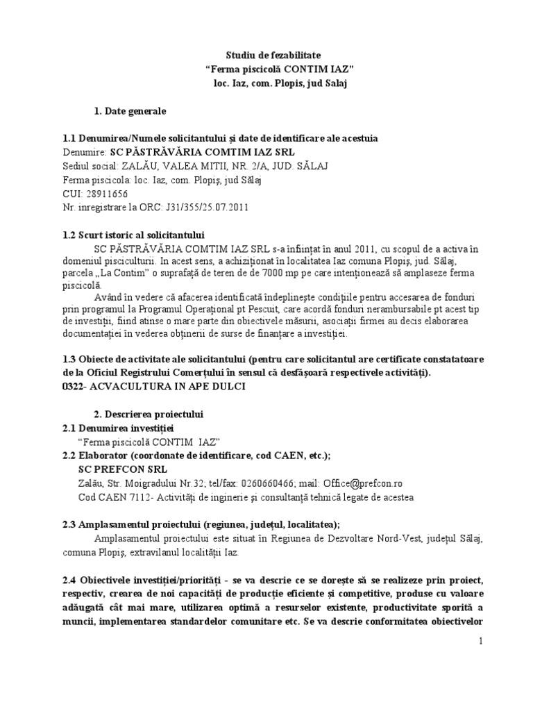 Studiu de Fezabilitate