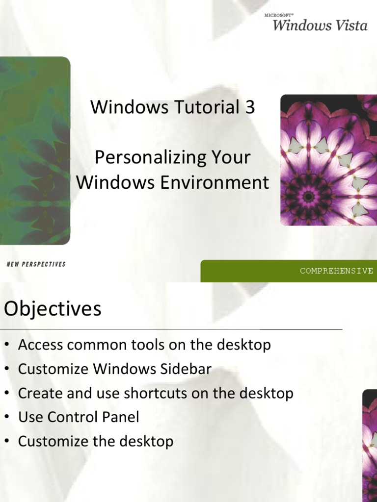 Windows Tutorial 3 Personalizing Your Windows Environment ...