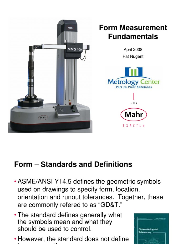 Form Measurement Standards Overview | PDF | Surface Roughness | Line ...