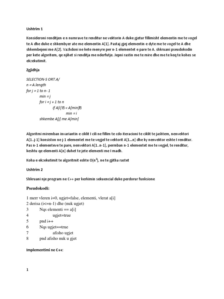 Ushtrime Algoritmike (Seminar 3) | PDF