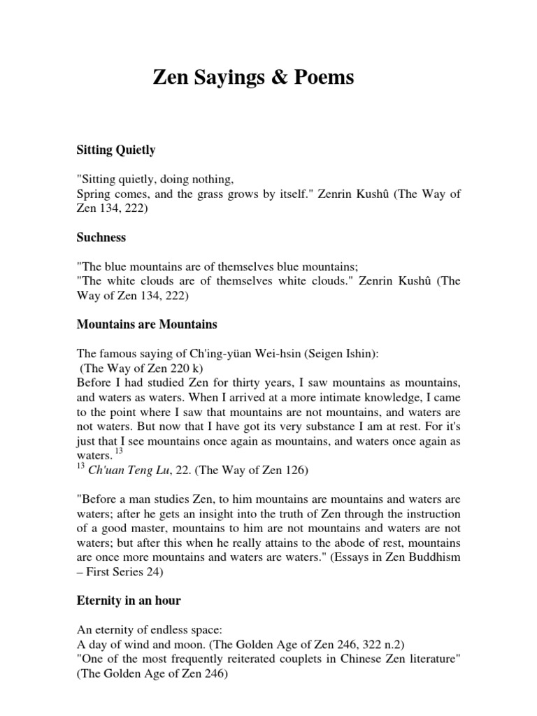 Zen Sayings & Poems | PDF | Zen | Dōgen