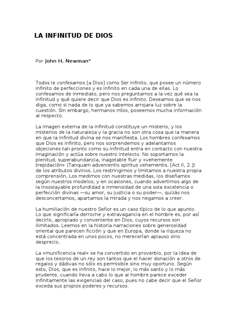 La Infinitud de Dios | PDF | infinito | Amor
