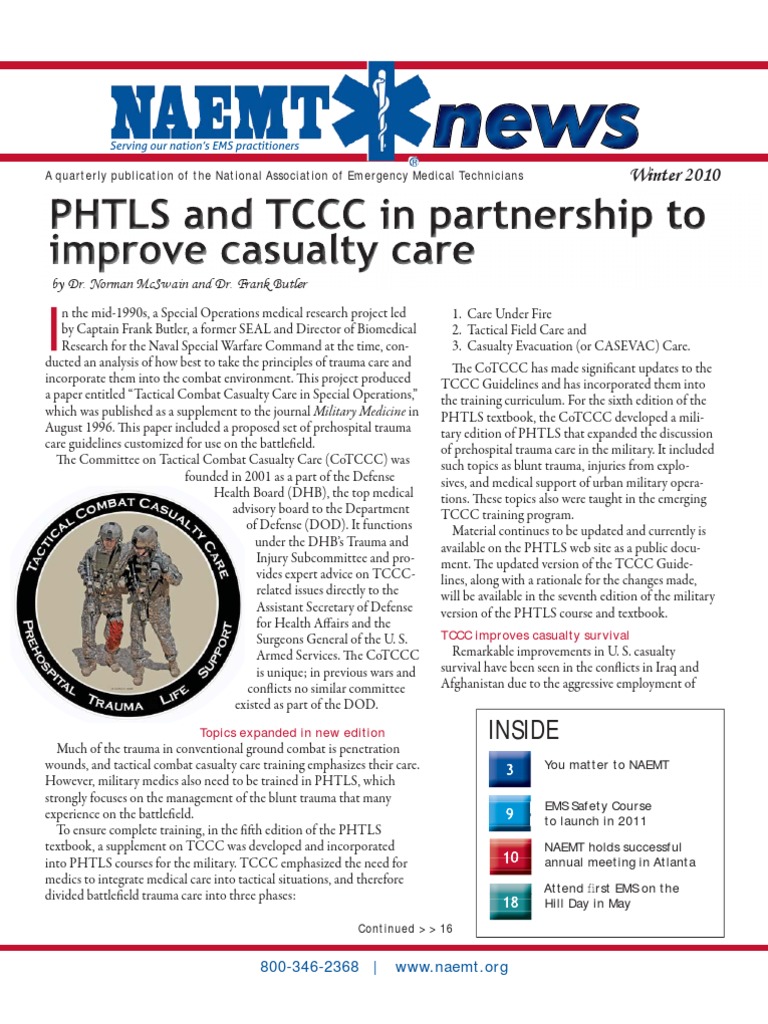 09u NAEMT News Winter 2010 PHTLS TCCC Article | PDF | Health Care ...