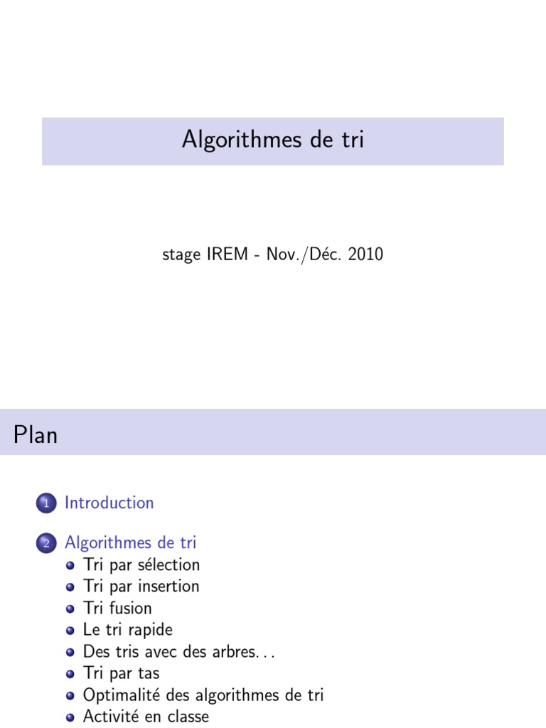 Tri | PDF | Programmation informatique | Informatique théorique