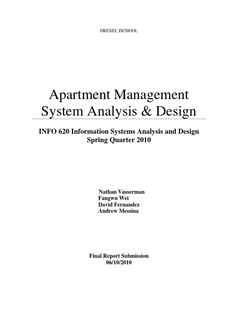 Apartment Management System Design Report | PDF | Lease | Leasehold Estate